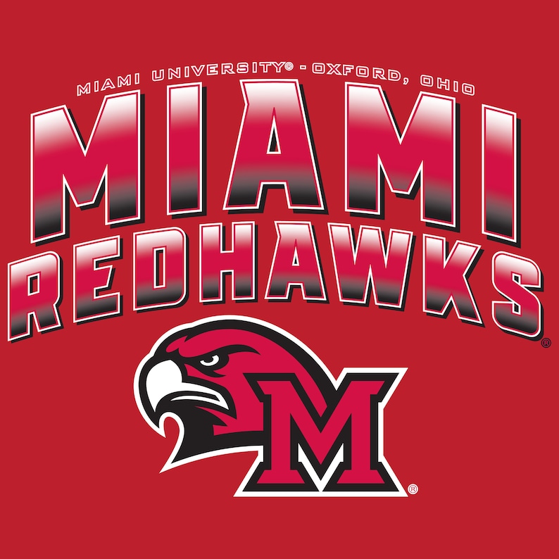 Miami Redhawks Shirt Full Color Fade Primary Logo Miami of Ohio Apparel ...