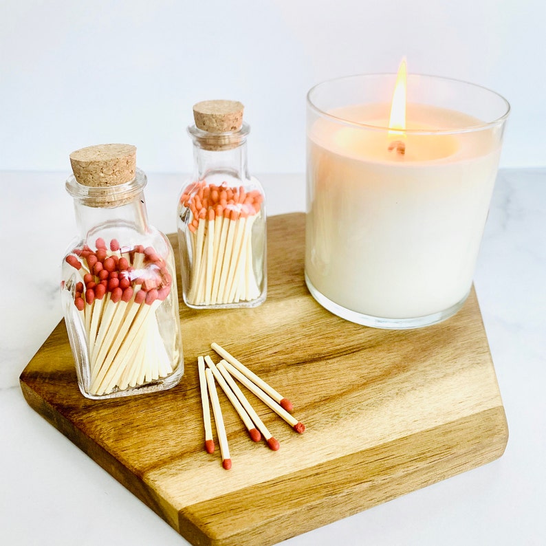 Square Matchstick Jar Colored Tip Matches Strike on Bottle - Etsy