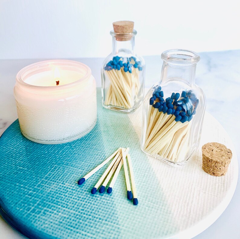 Square Matchstick Jar Colored Tip Matches Strike on Bottle - Etsy