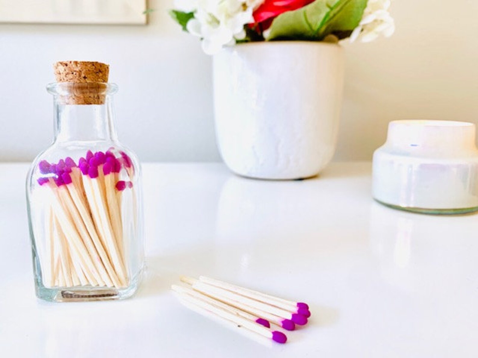 Square Matchstick Jar Colored Tip Matches Strike on Bottle - Etsy