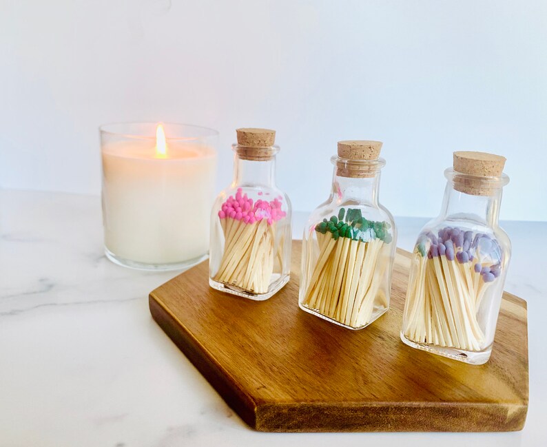 Square Matchstick Jar Colored Tip Matches Strike on Bottle - Etsy