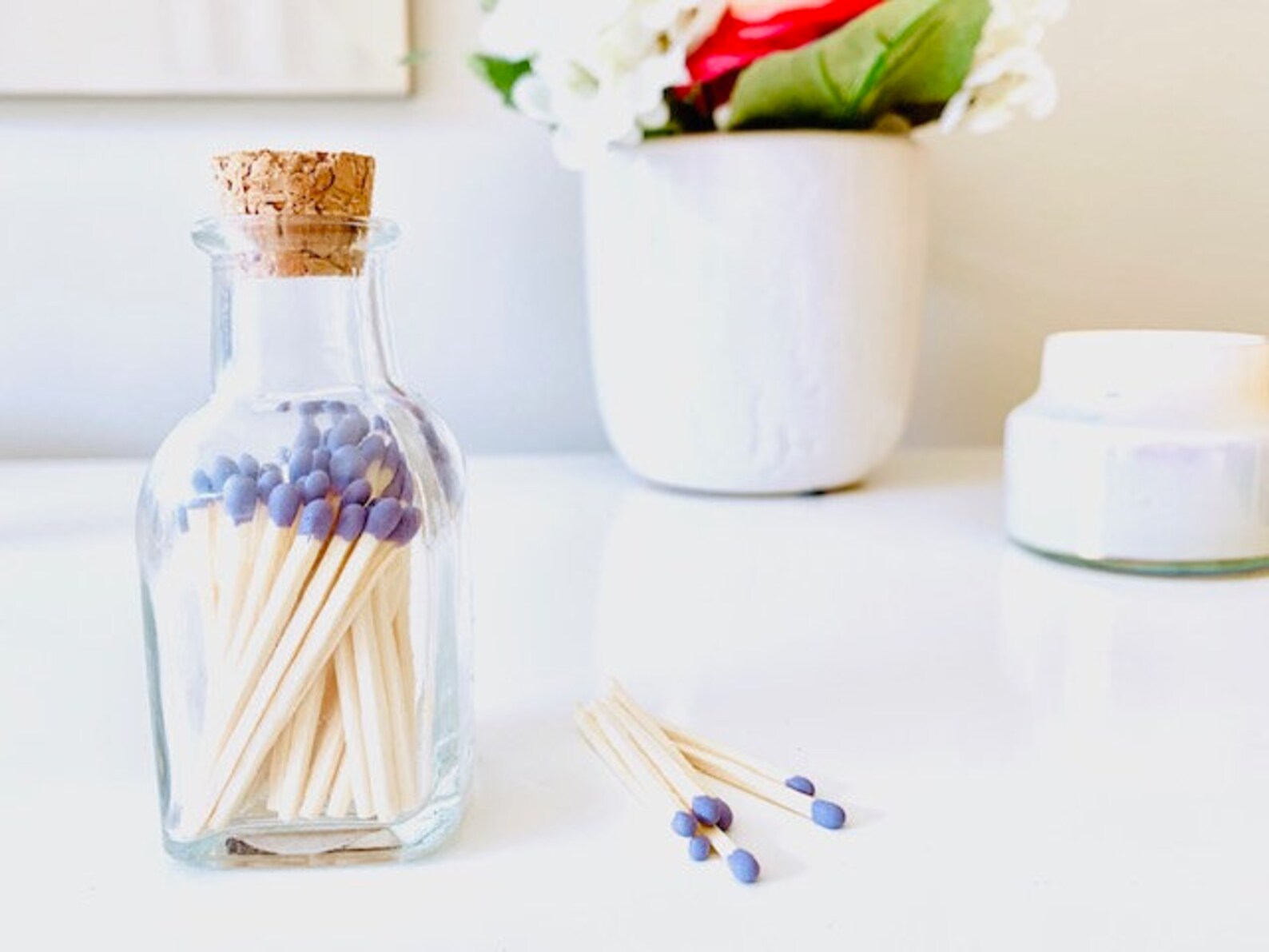 Square Matchstick Jar Colored Tip Matches Strike on Bottle - Etsy