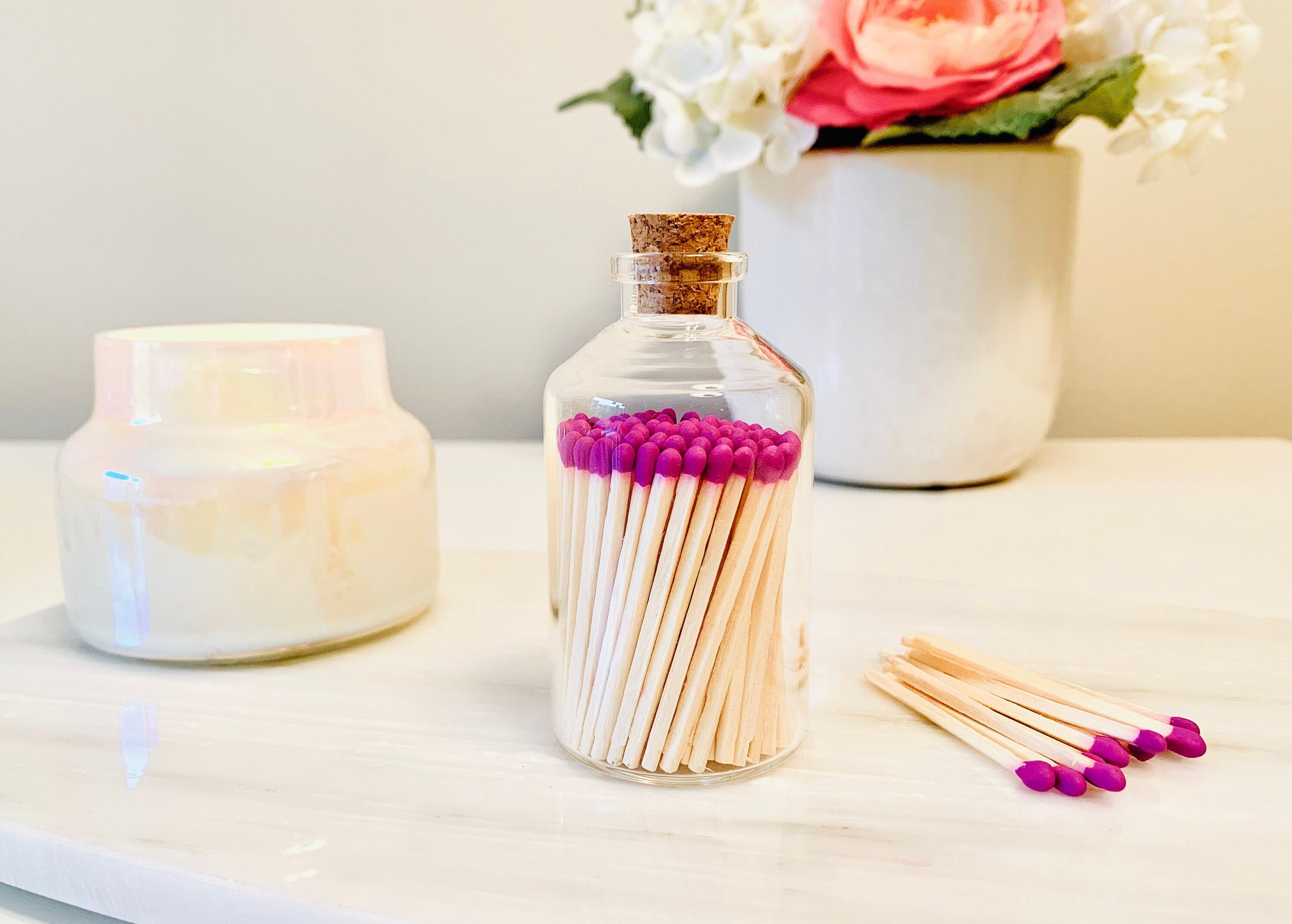 Matchstick Jar Colored Tip Matches Strike On Bottle | Etsy