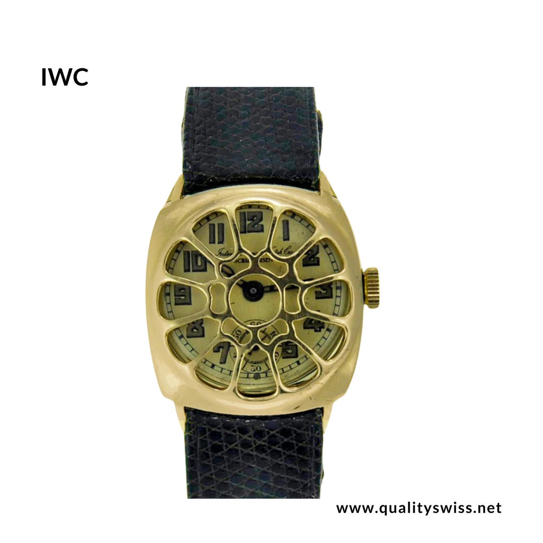 IWC WWI 18 K Gold Officer's Wristwatch With Original 18K Shrapnel Guard ...