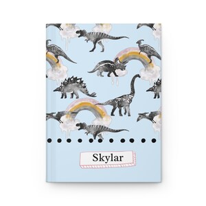 Dinosaur and Rainbow Personalized Journal, Custom Notebook, Ruled Line ...