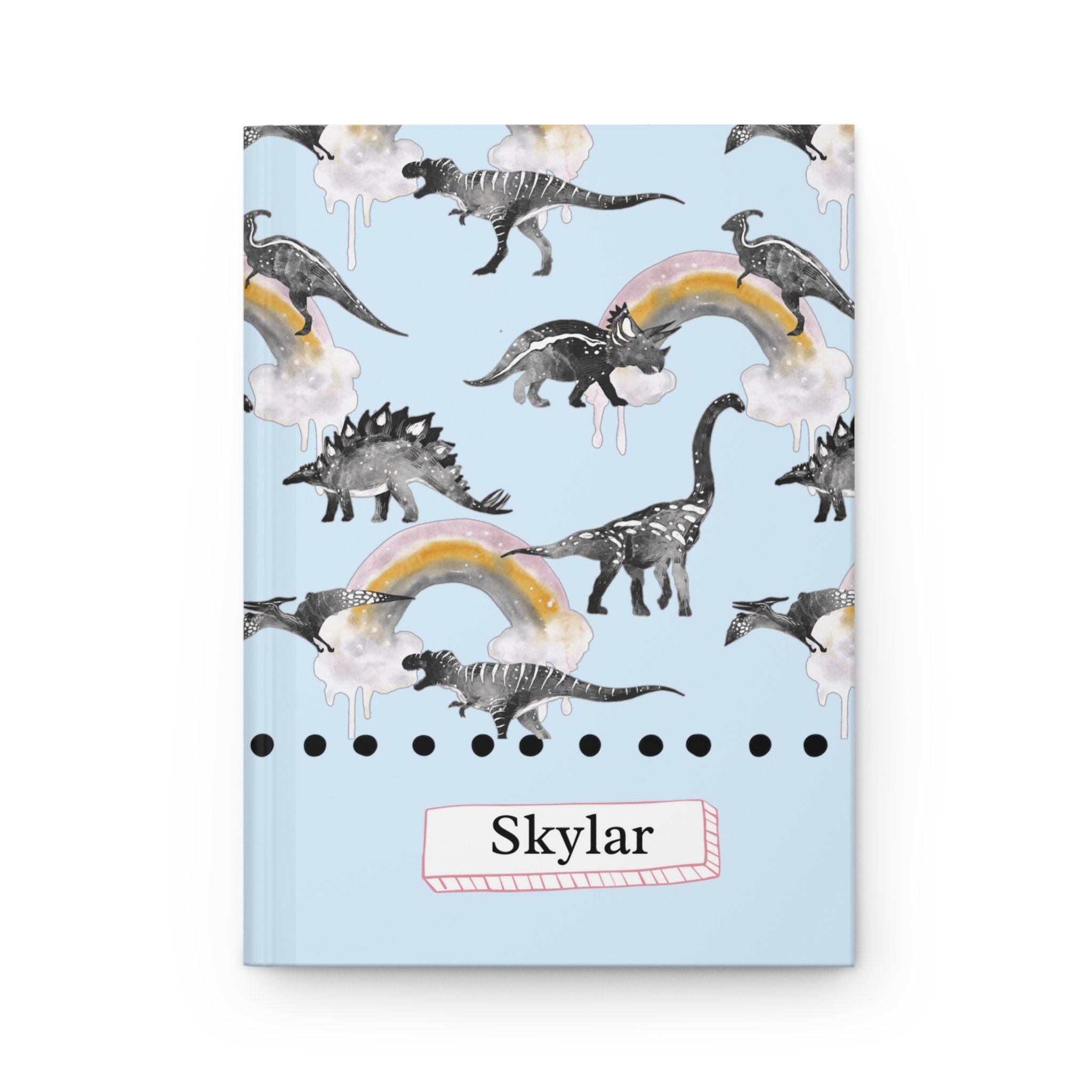 Dinosaur and Rainbow Personalized Journal, Custom Notebook, Ruled Line ...