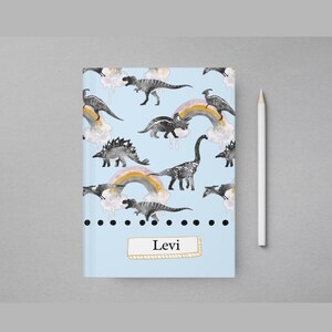 Dinosaur and Rainbow Personalized Journal, Custom Notebook, Ruled Line ...