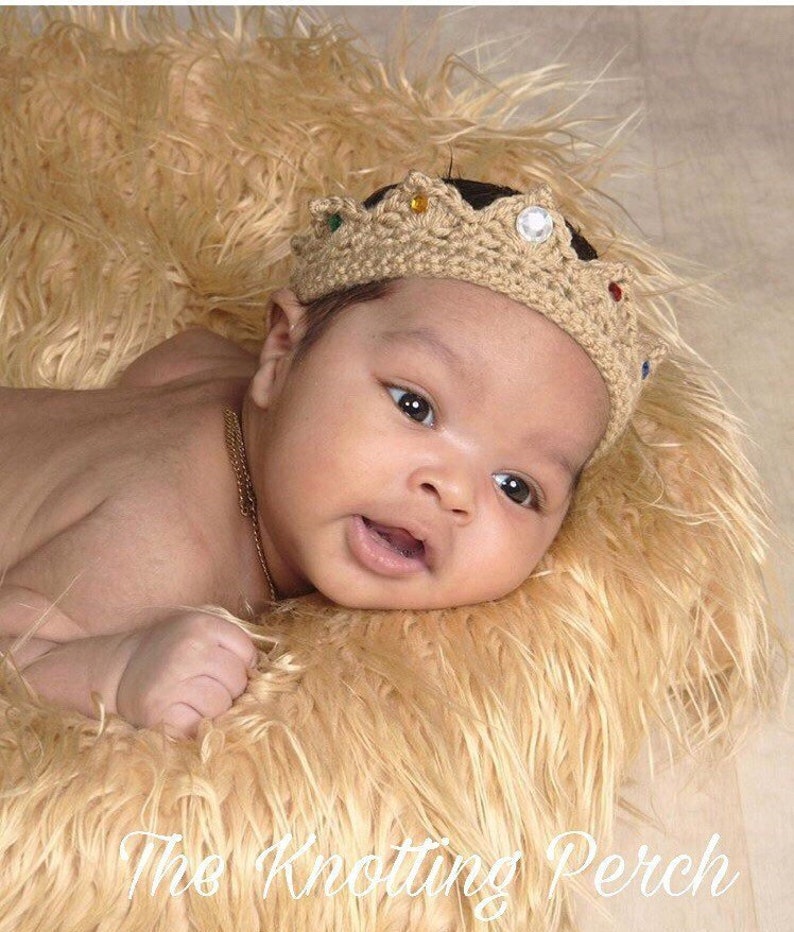 Crochet Prince Gold Crown Newborn Photo Prop Baby Toddler - Etsy