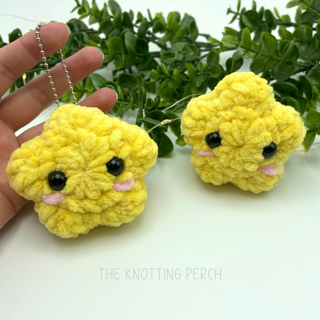 Crochet Puff Star Keychain, Bag Charm, Star Plushie, Space Theme, Cute ...