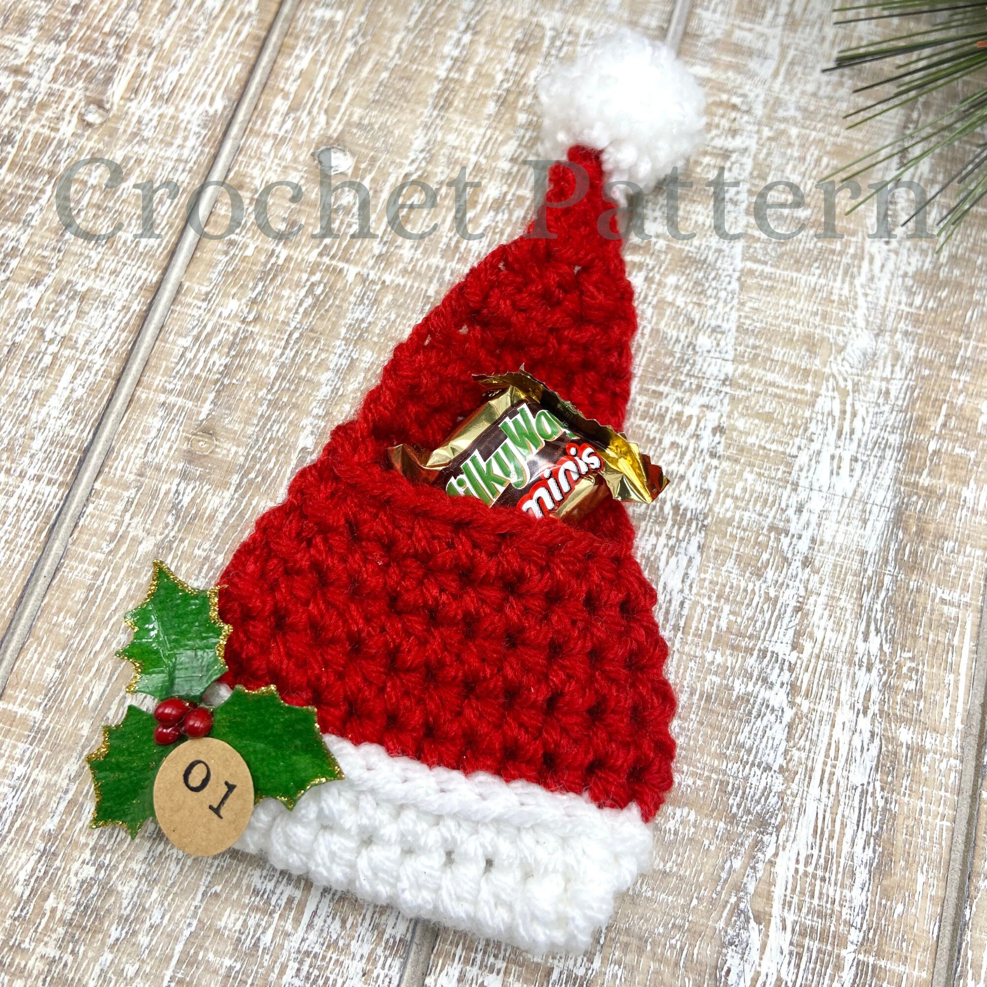 Santa Hat Advent Ornament Crochet Pattern, Christmas Crochet Pattern, 3 ...