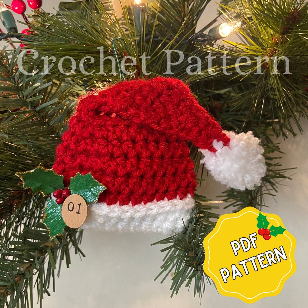 Santa Hat Advent Ornament Crochet Pattern, Christmas Crochet Pattern, 3 ...