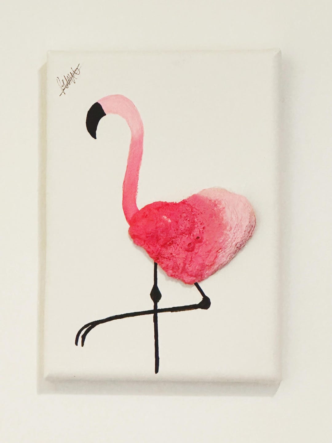 Small Shell Flamingo Canvas - Etsy