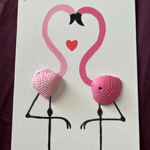 Love Birds | Flamingo Shell Painting - Etsy