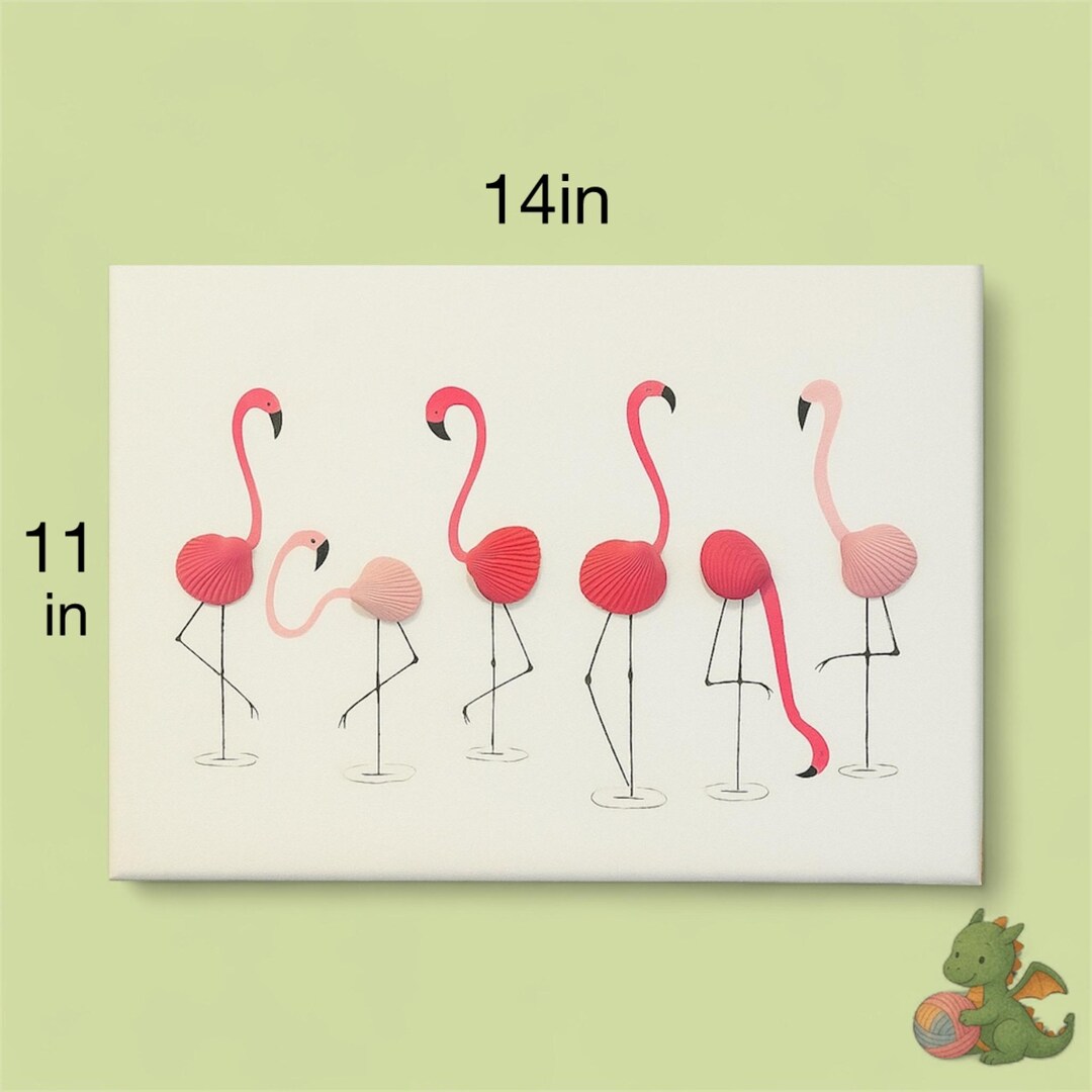 Seashell Flamingo Painting on Canvas - Etsy