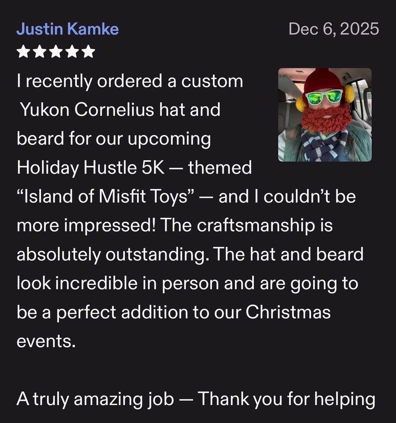 Christmas Cornelius Crochet Hat & Removable Beard Set – Handmade Cozy ...