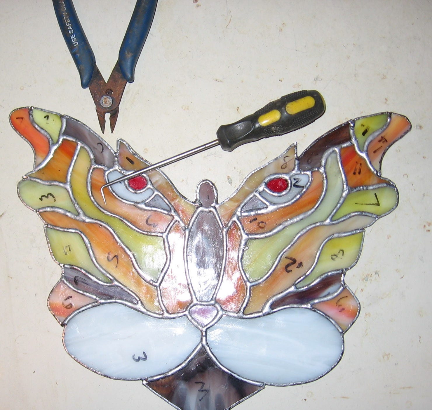 Stained Glass Fan Lamp Tiger Butterfly PDF Instructions and Pattern - Etsy