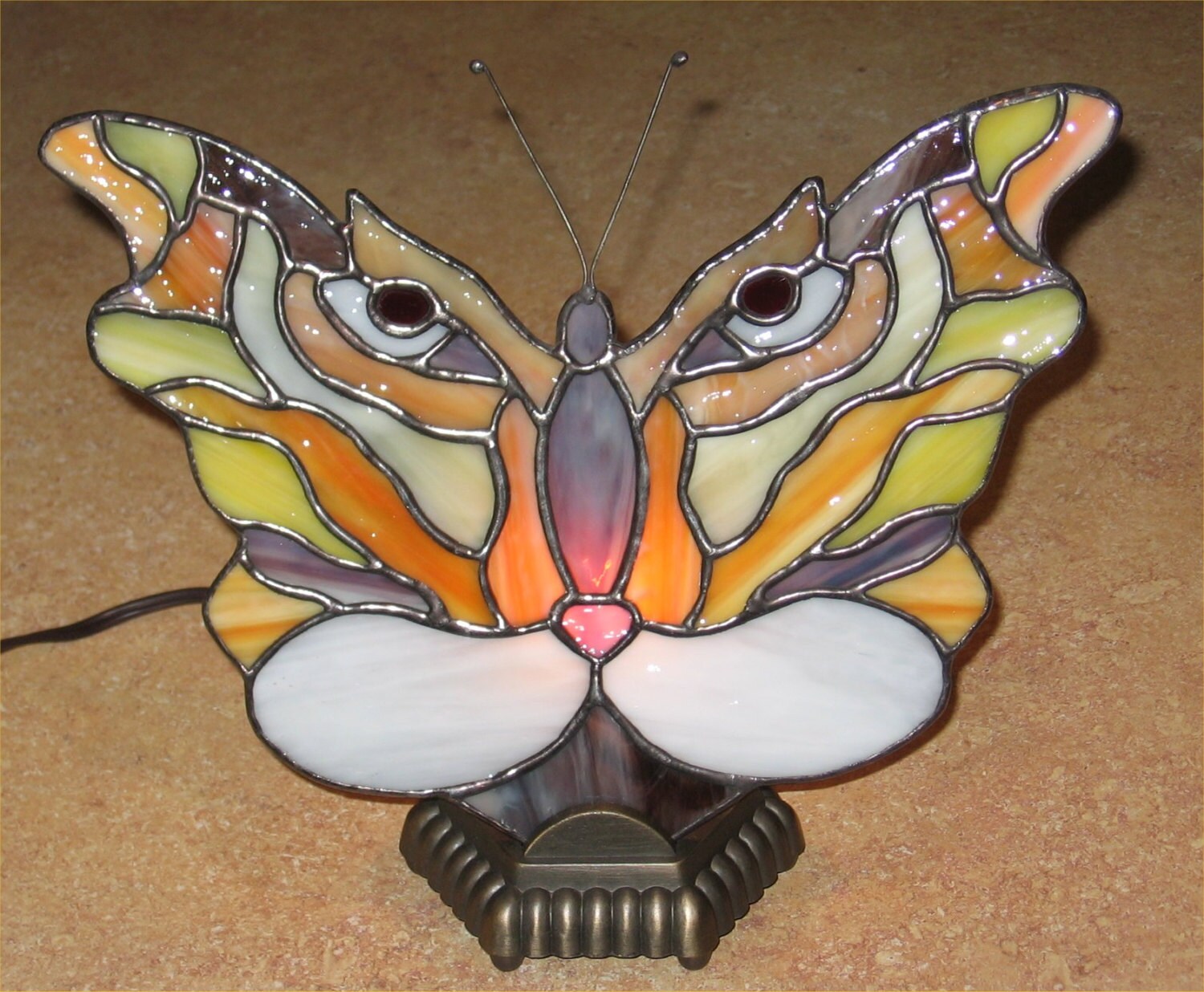Stained Glass Fan Lamp Tiger Butterfly PDF Instructions and Pattern - Etsy