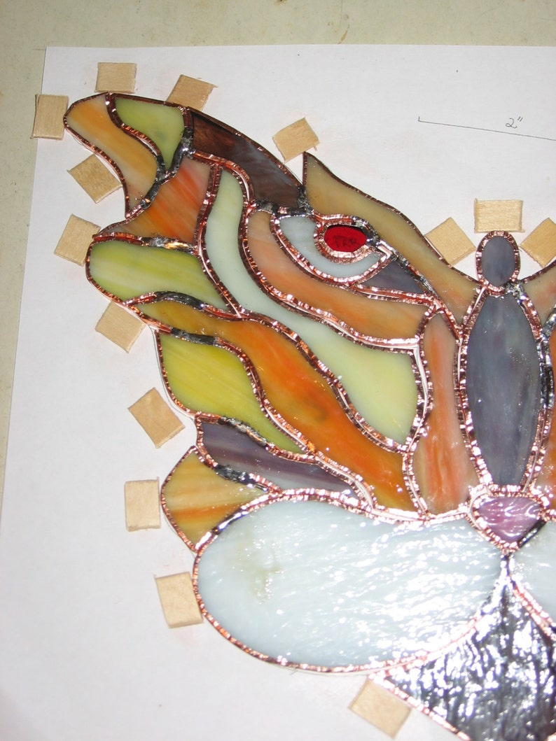 Stained Glass Fan Lamp Tiger Butterfly PDF Instructions and Pattern - Etsy
