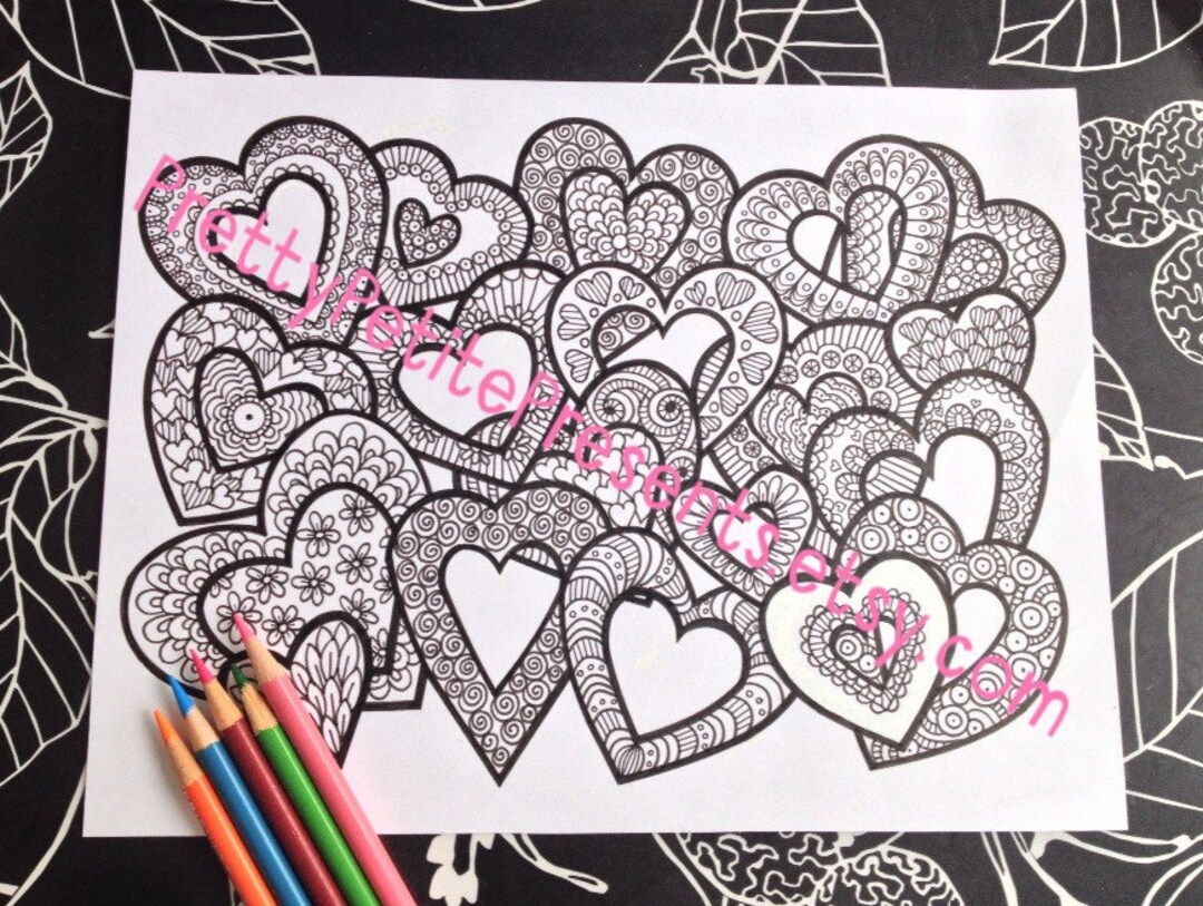 Sweet Hearts Coloring Page DIY Instant Pdf Digital Download Printable ...
