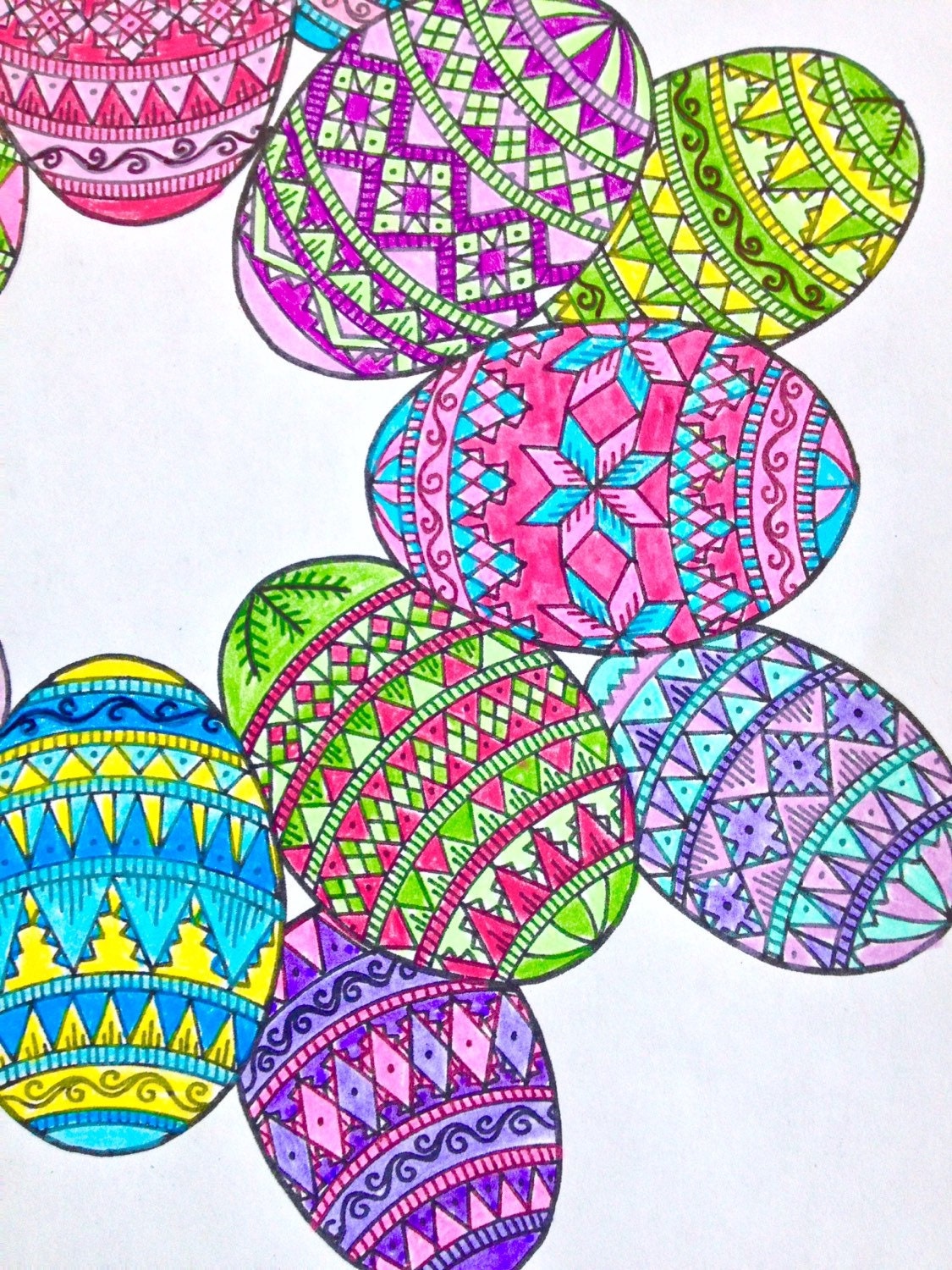 Easter Egg Wreath Intricate Coloring Page DIY Instant Pdf - Etsy