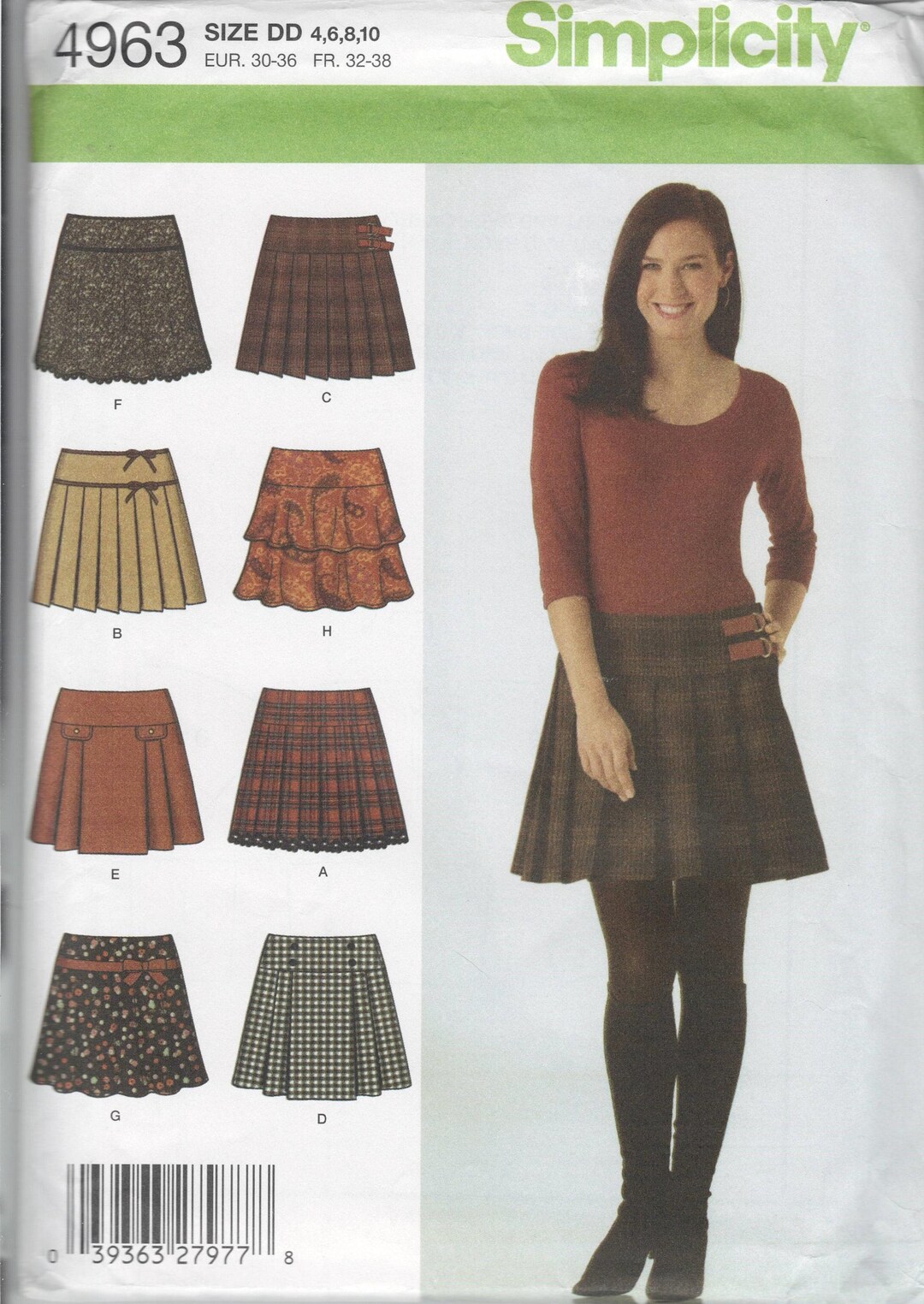 Simplicity Misses' Mini Skirts, 4963 Size DD 4,6,8,10 in GREAT Vintage Condition Fun Pattern for ...