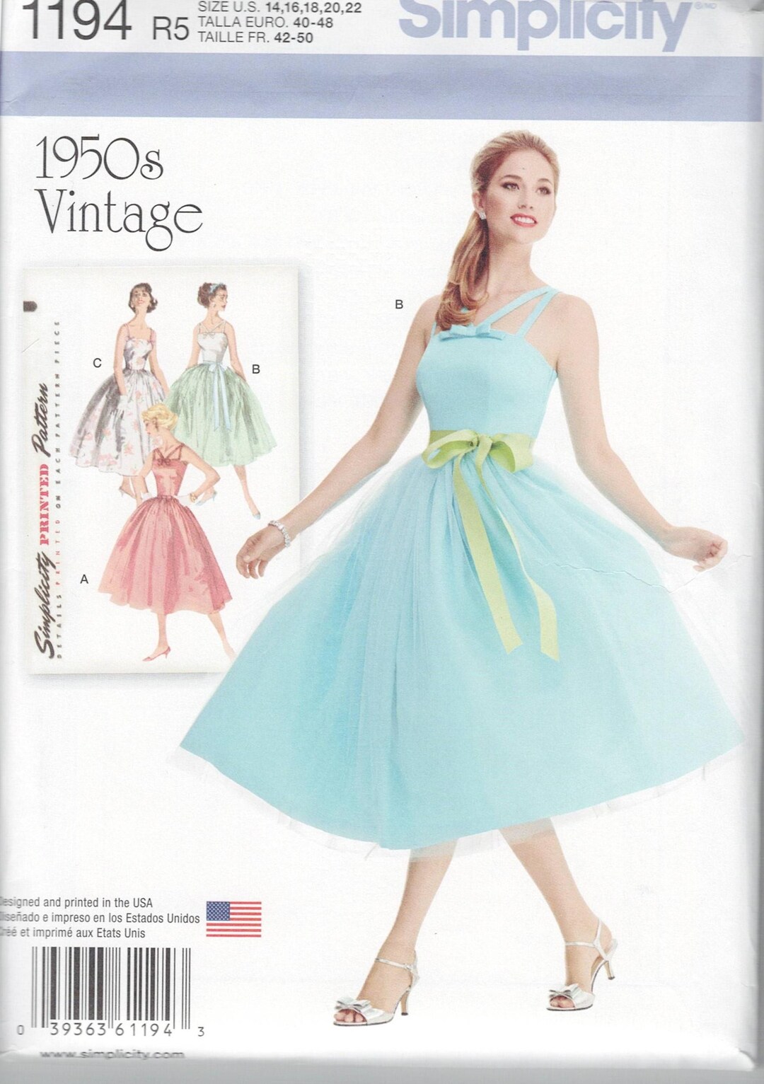 1950s Vintage Simplicity Misses/miss Petite Dress & Belt Uncut Sewing ...