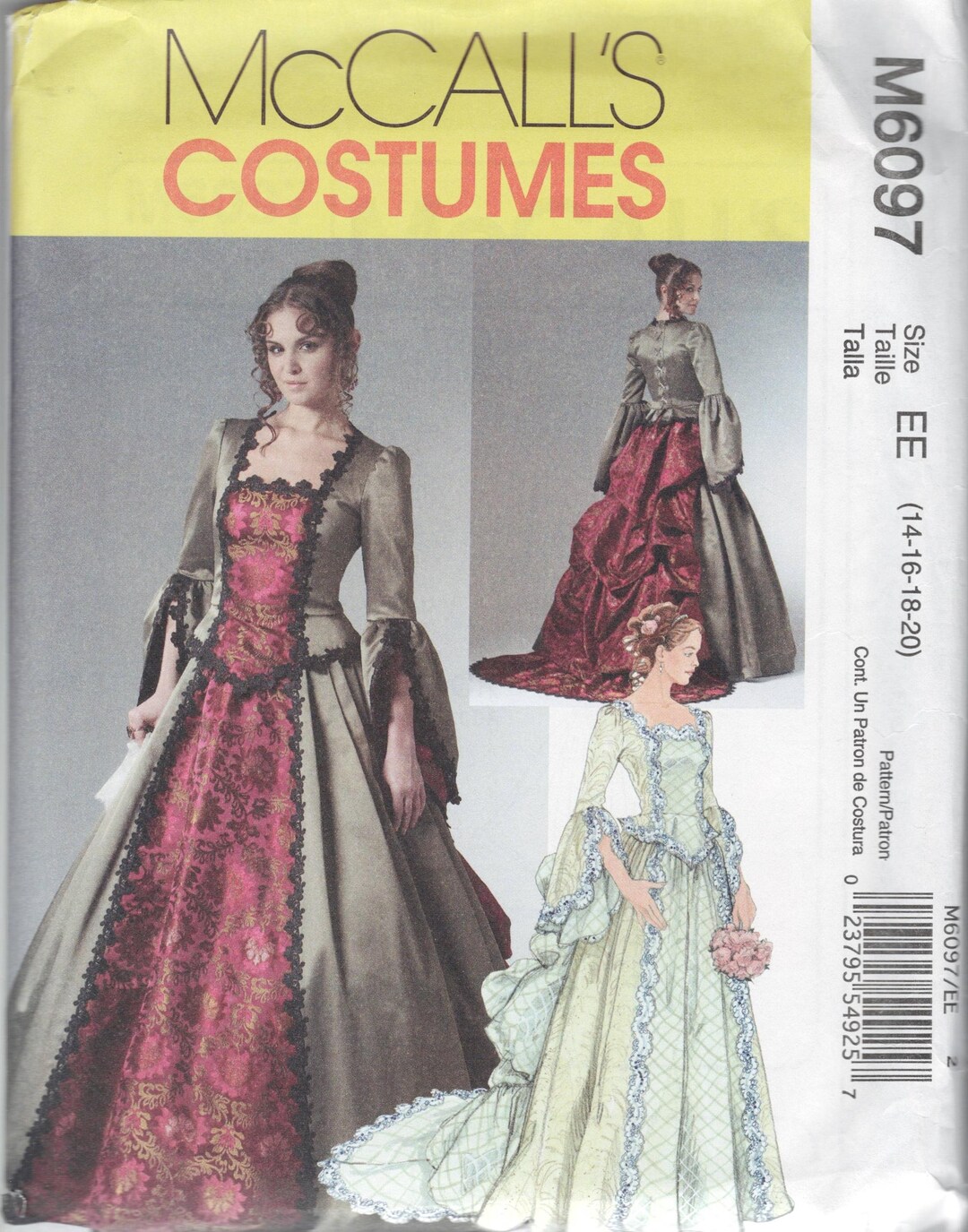 Mccall's Misses Victorian Dress Costumes Uncut Sewing Pattern, M6097 EE ...