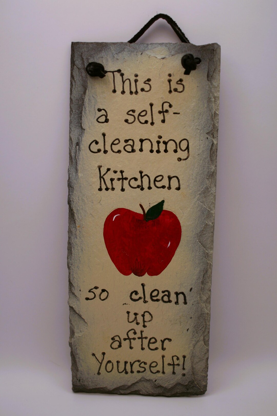 Painted Slate "this is a Self-cleaning Kitchen" Sign / Deco - FUN GIFT ...