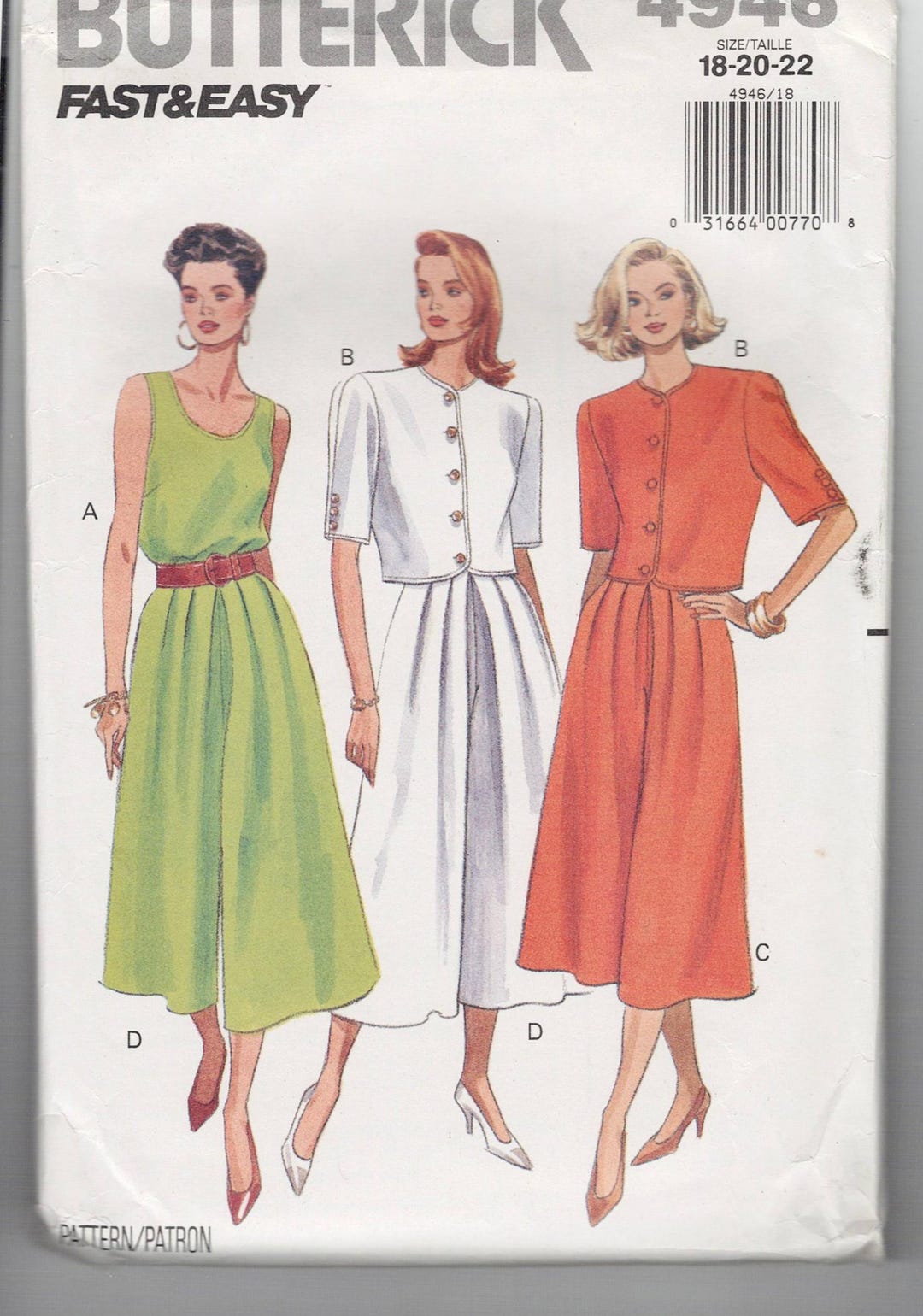 Butterick Fast & Easy Misses' / Petite Top and Culottes UNCUT Sewing ...