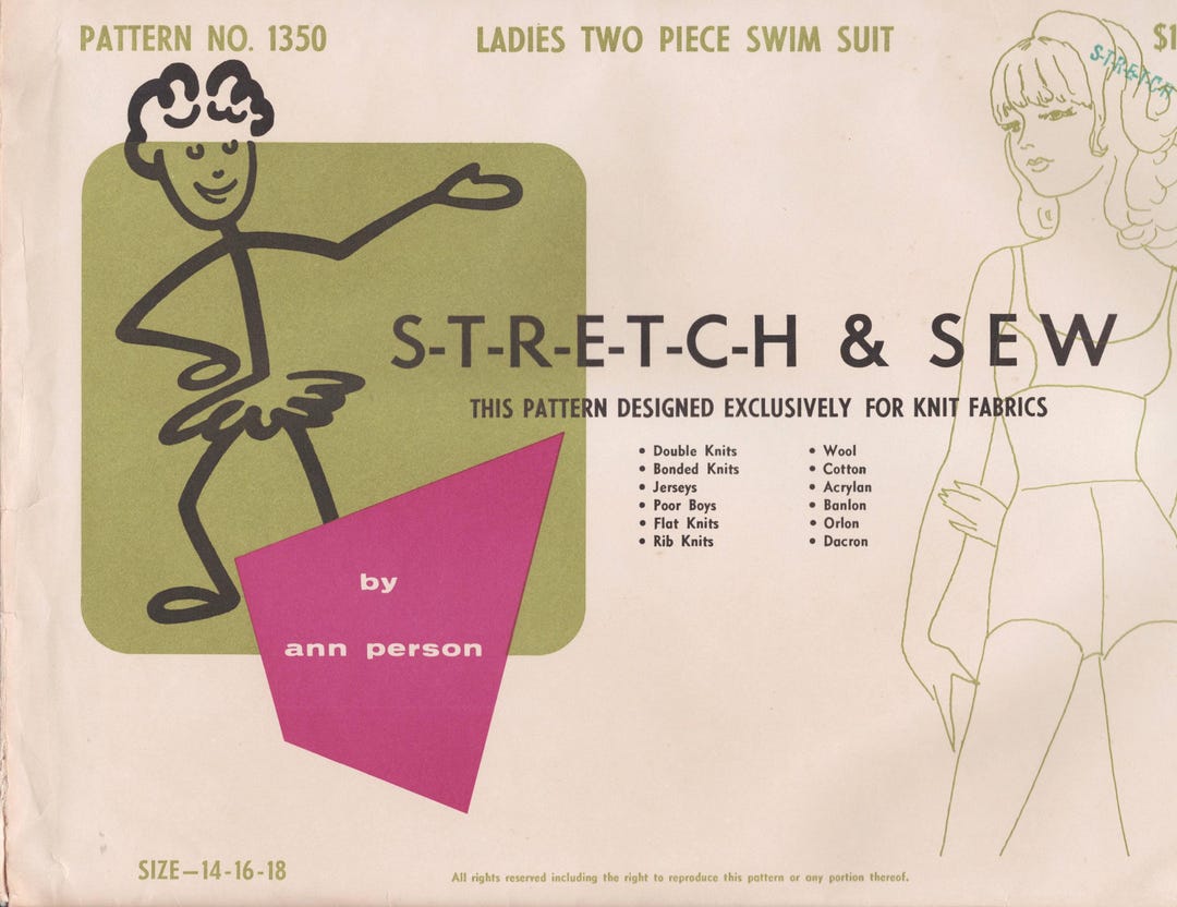 Mid-century Stretch & Sew by Ann Person Knit Fabric Ladies Two Piece ...