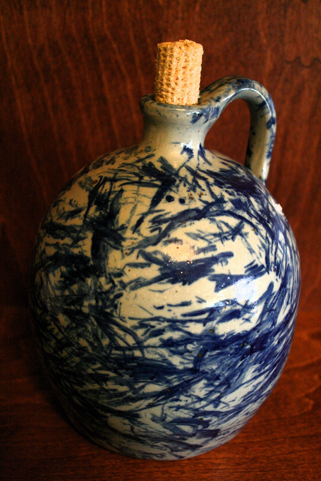 AUTHENTIC Large Jerry Brown, Artist Signed, Pottery / Stoneware Blue ...