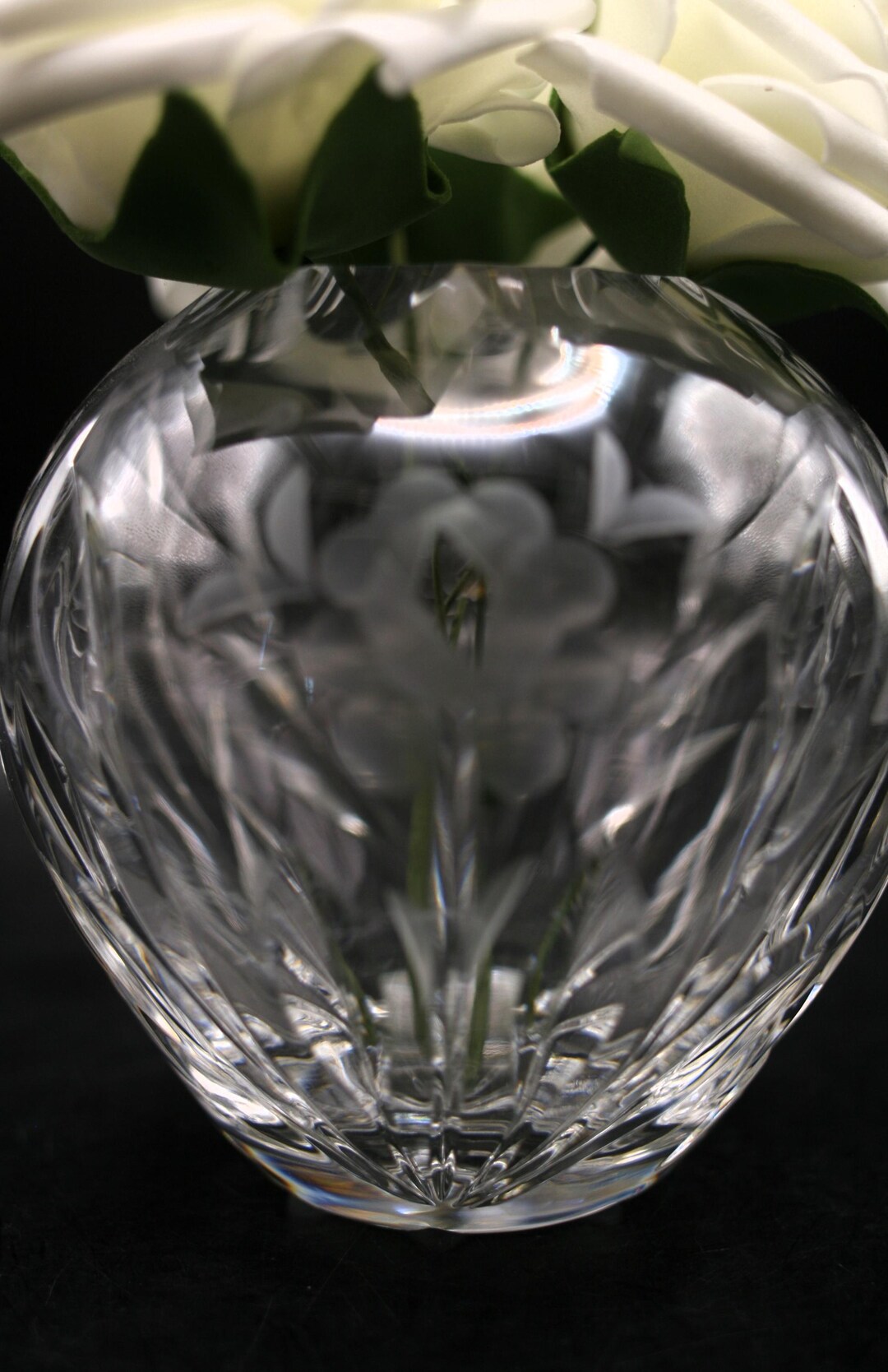 Vintage ATLANTIS Lead Crystal Globe Vase With Etched Design - CLASSY ...