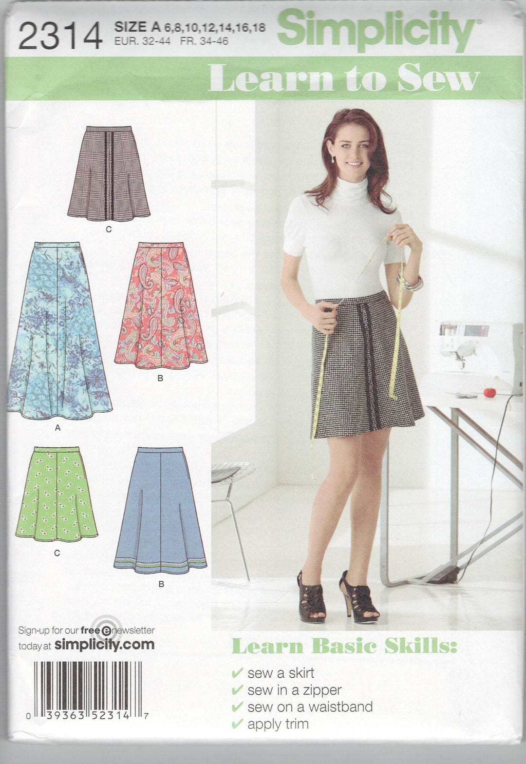 Simplicity Learn-to-sew Misses' Skirt in Three Lengths UNCUT Sewing ...