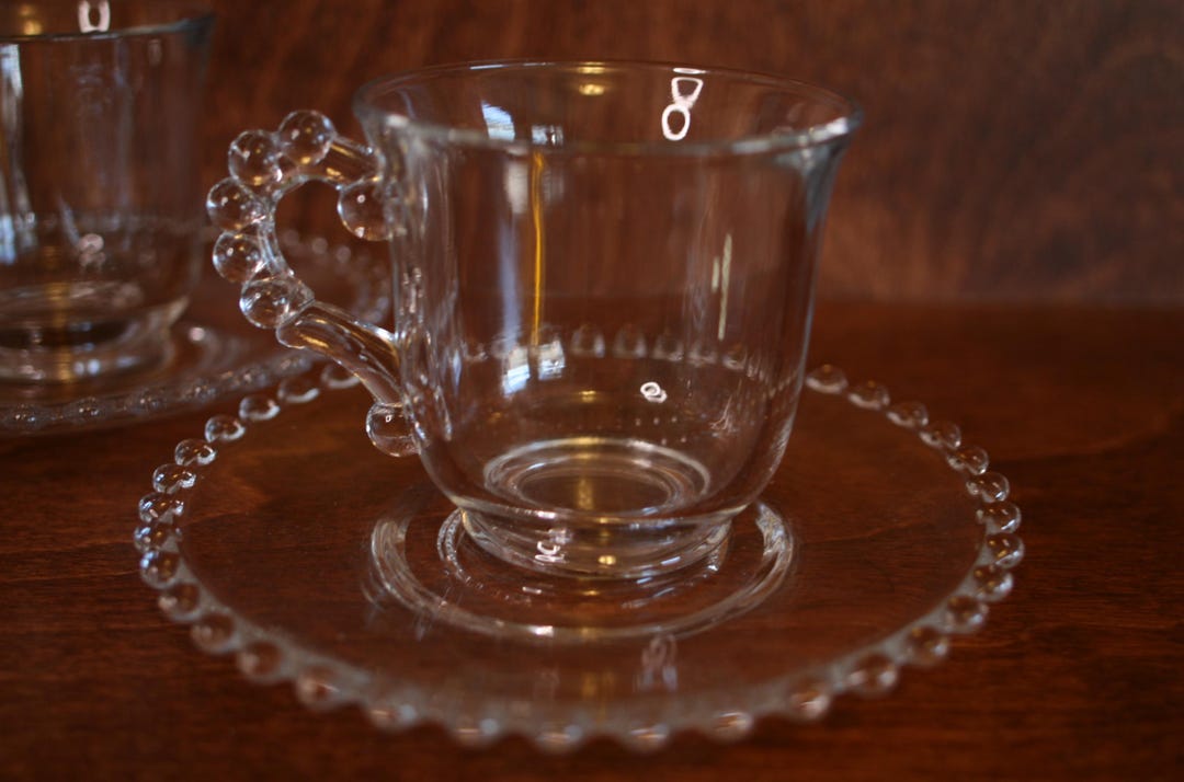 Candlewick by Imperial Glass Cup and Saucer Set of Four (4) in LIKE-NEW ...