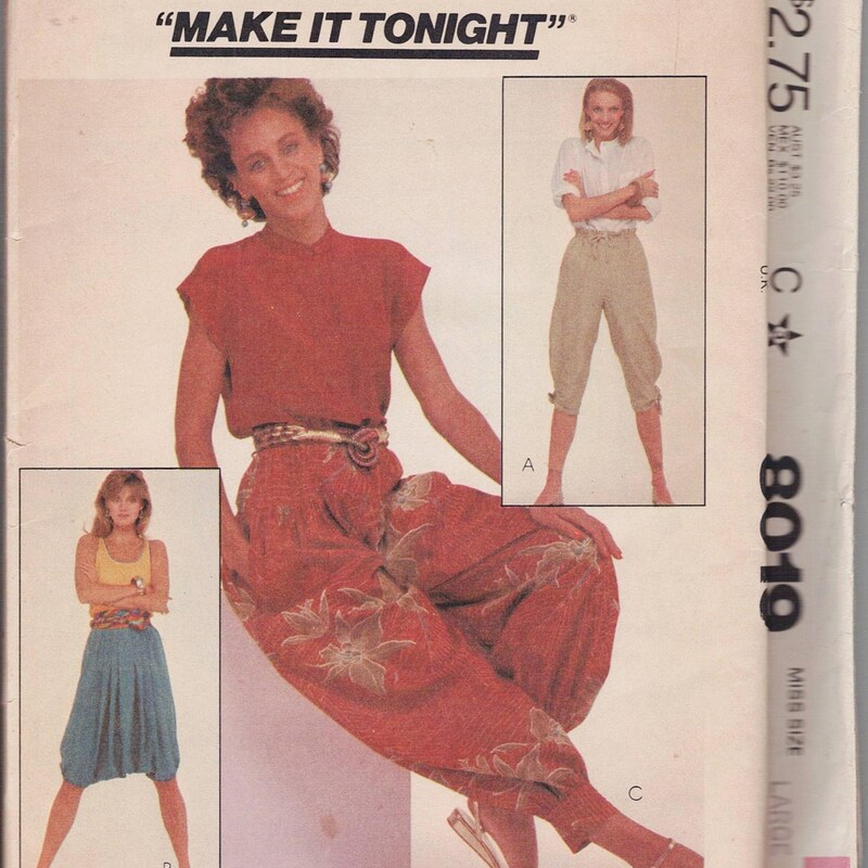 1980s Pants Pattern - Etsy