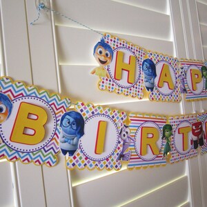 Inside Out Banner (inspired), Inside Out Birthday Banner, Inside Out ...