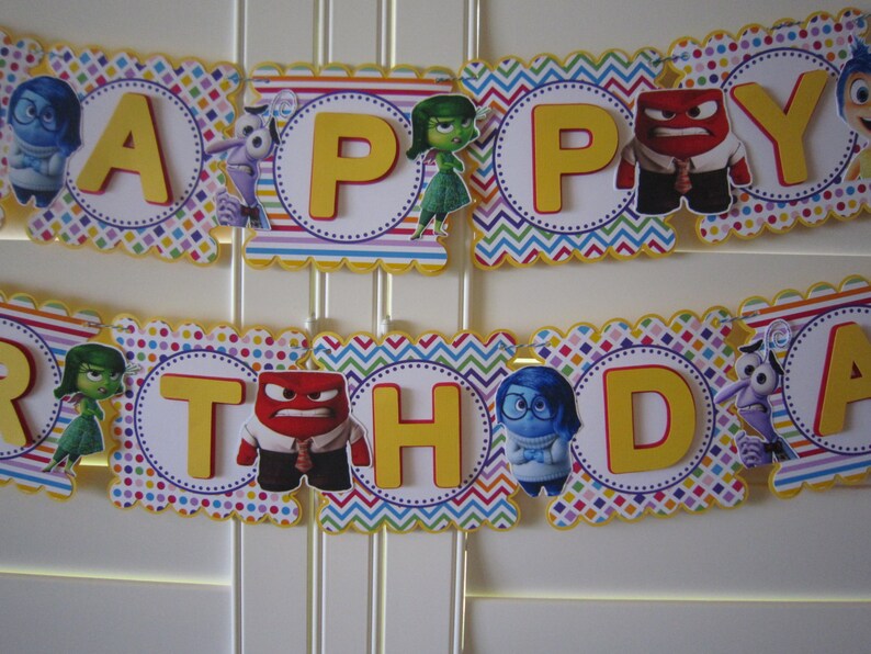 Inside Out Banner (inspired), Inside Out Birthday Banner, Inside Out ...