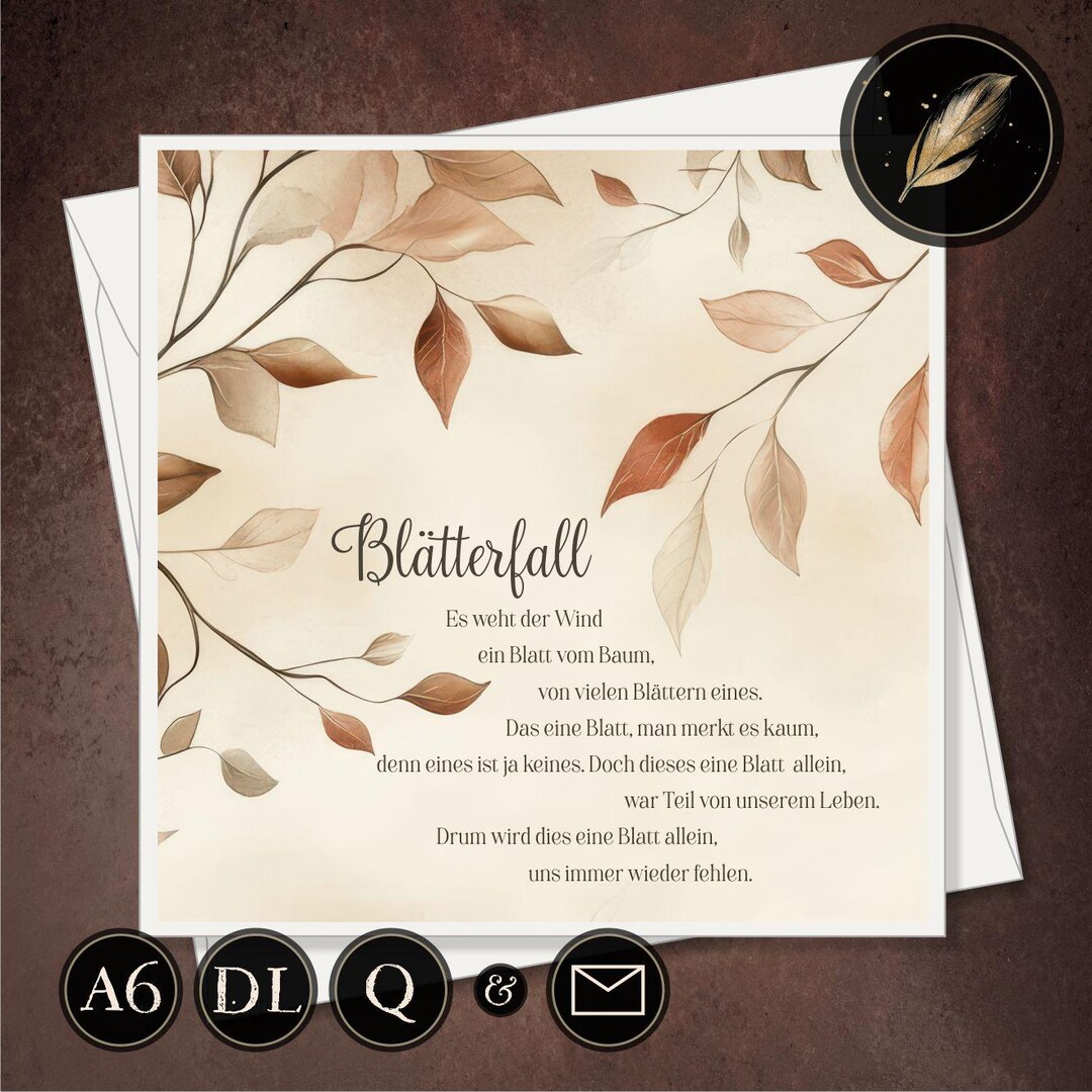 Mourning Card >> FALLING LEAVES
