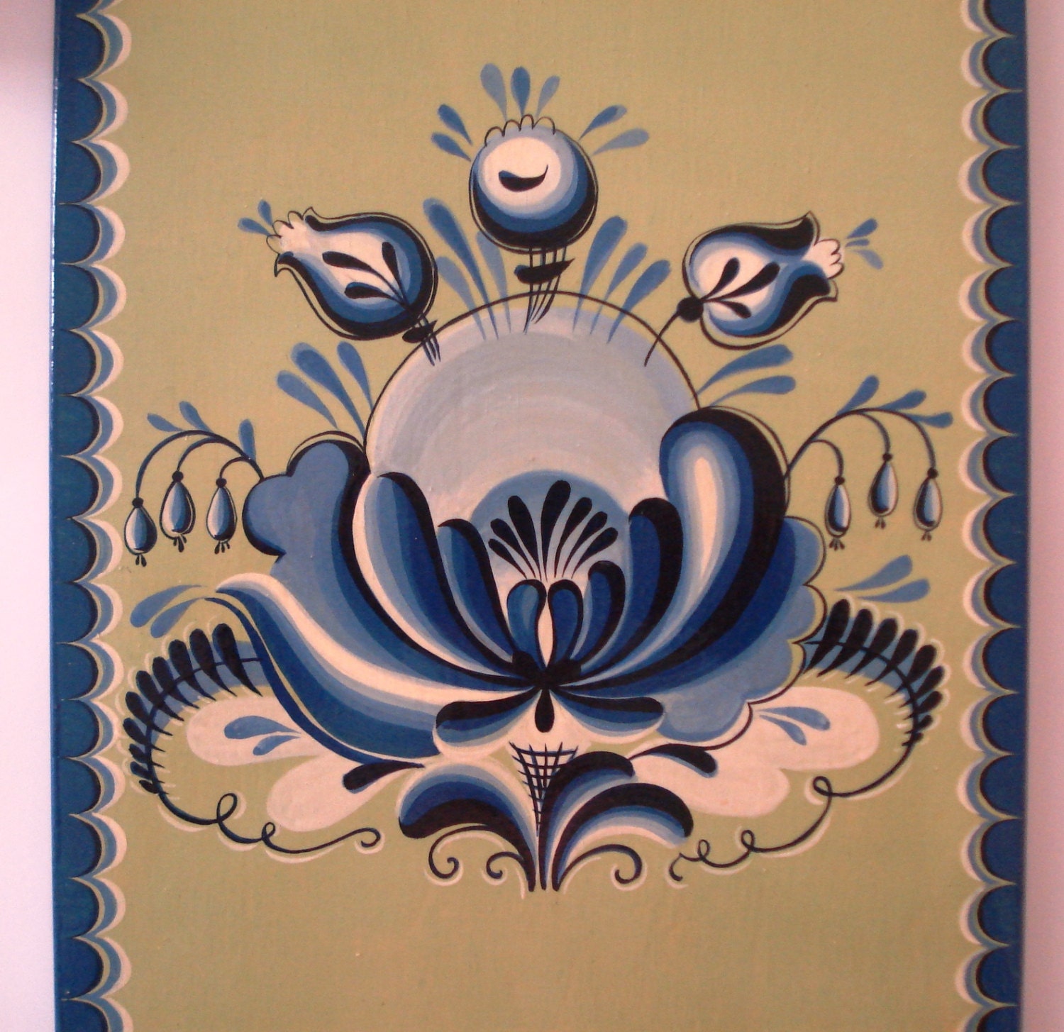 Gzhel Style Painting on Kitchen Decorative Wooden Cutting - Etsy