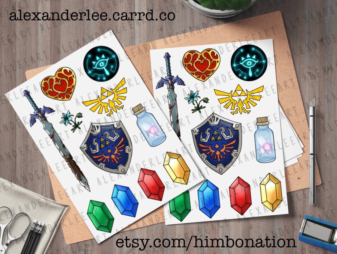 Legend of Zelda Sticker Sheet - One Sheet, Hand Drawn - Etsy