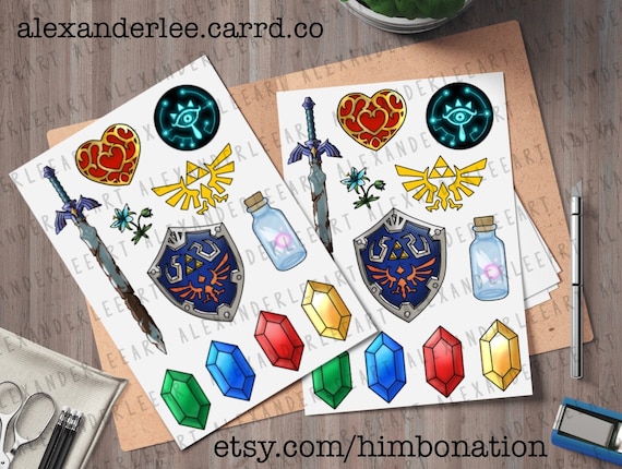 Legend of Zelda Sticker Sheet One Sheet Hand Drawn | Etsy