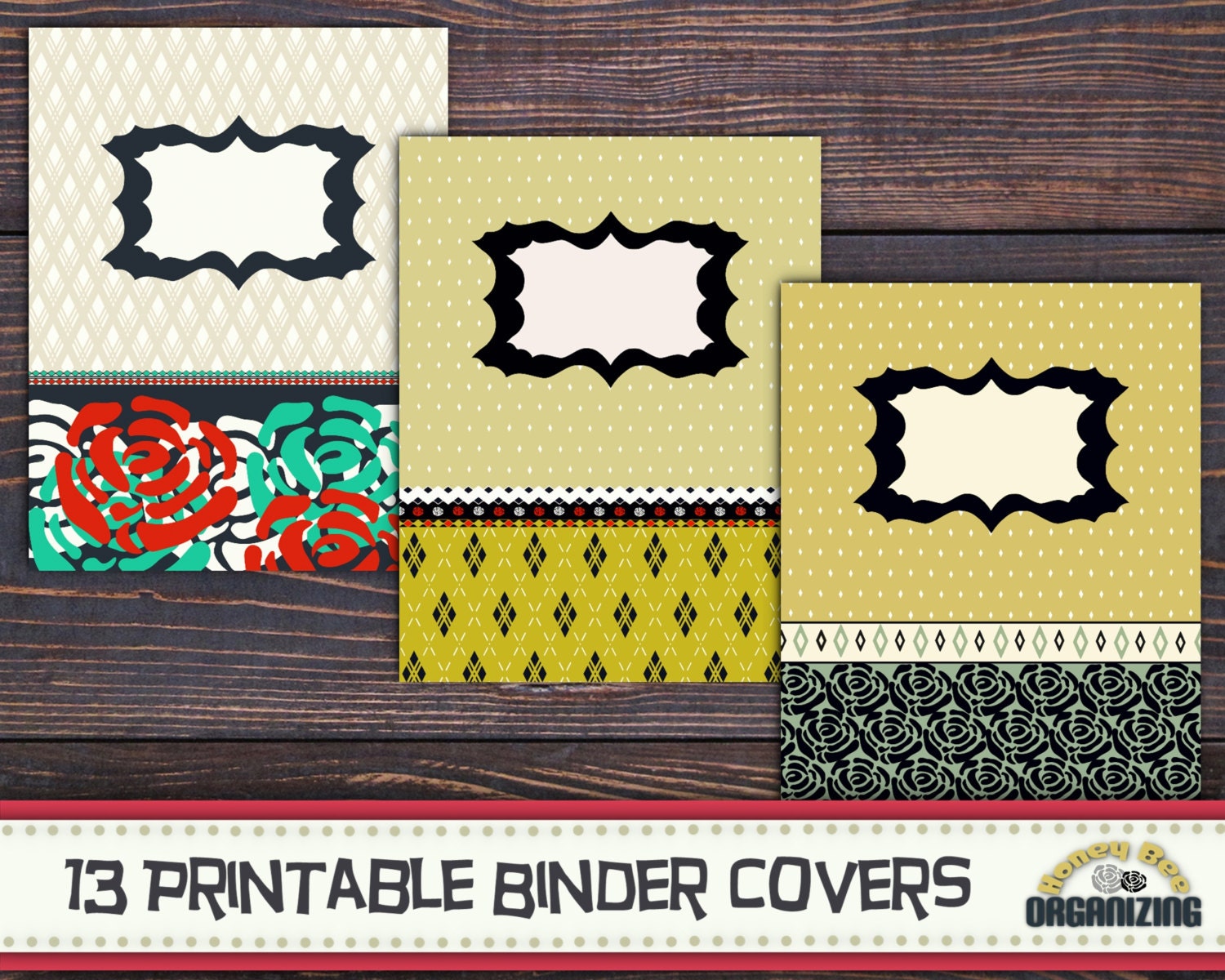 13 Printable Binder Covers Roses and Rombs Design PDF - Etsy