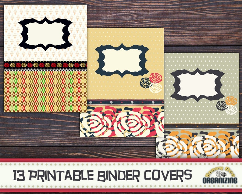 13 Printable Binder Covers Roses and Rombs Design PDF - Etsy
