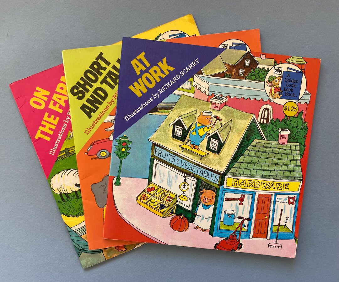 Three Vintage 1970s Richard Scarry Golden Look-look Books at Work, on ...