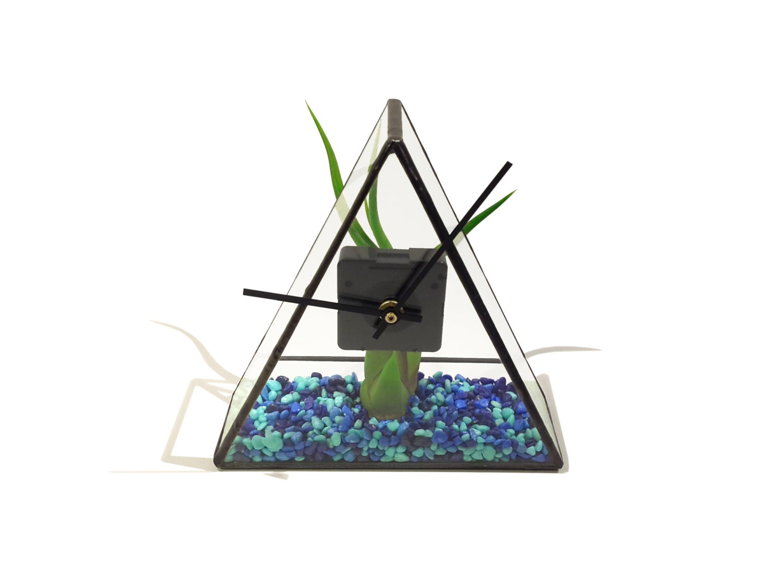 Stained Glass Terrarium Clock 20cm x 20cm x 7cm Blue/Green | Etsy