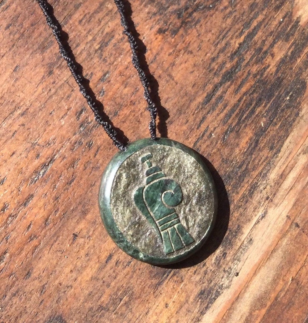 Aztec Speech Symbol Pendant Guatemalan Jade Serpentine Necklace Mexican ...