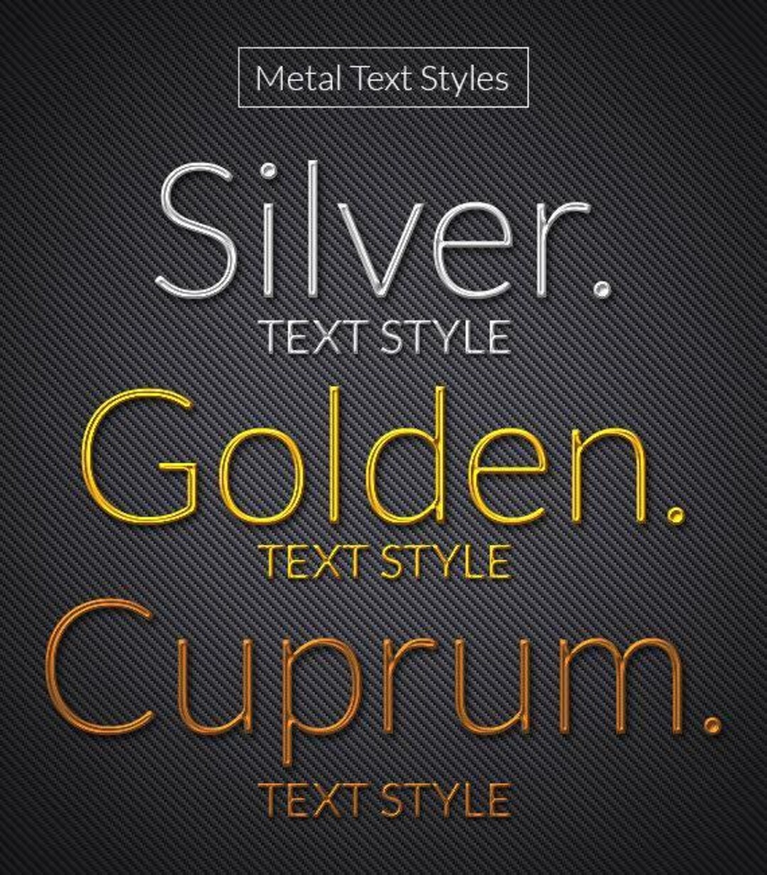 Super Metal Text Effects Metallic Effect With Silver Golden Copper Text ...