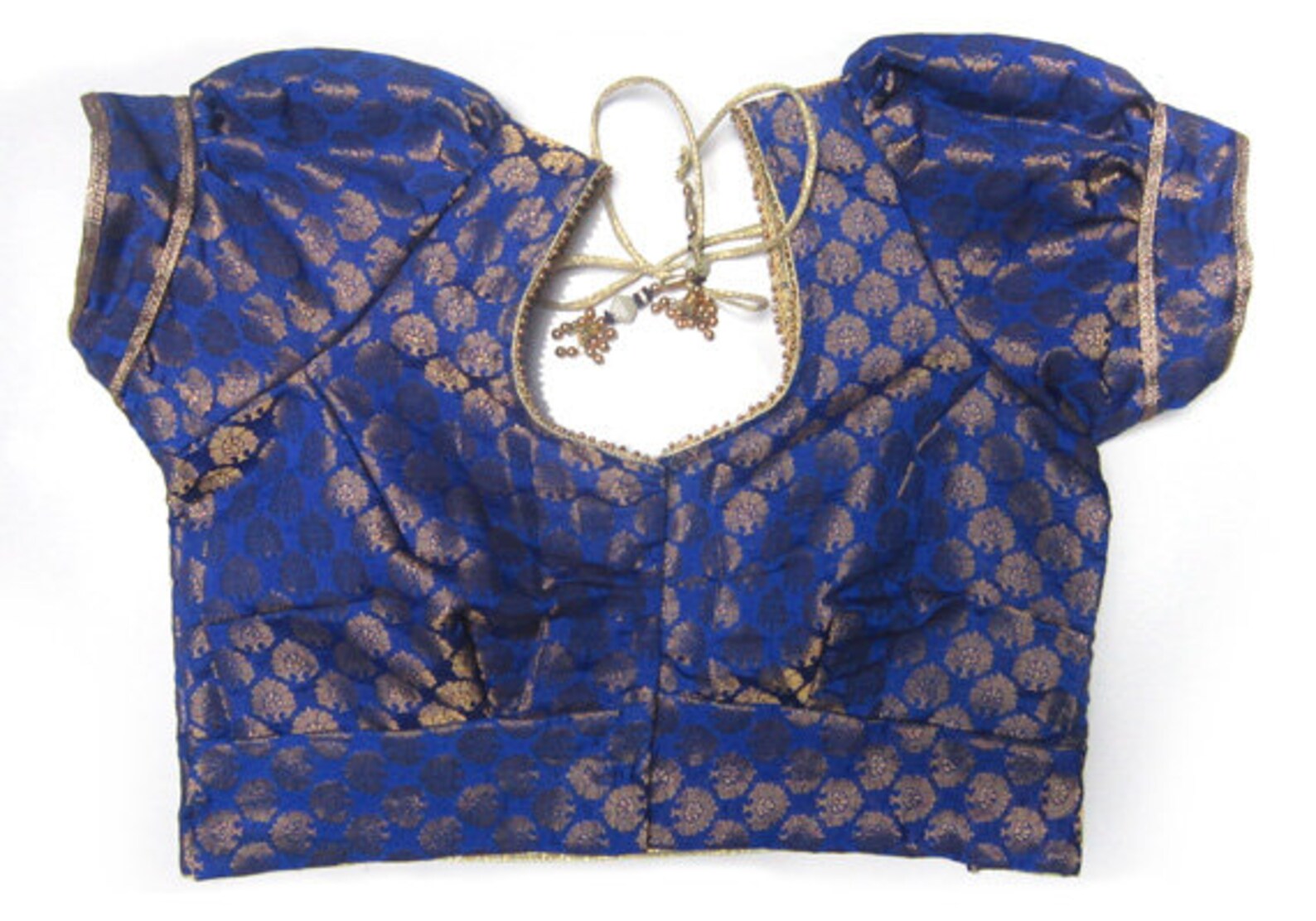 Blue Puff Sleeves Readymade Saree Blouse Fabric Pattern | Etsy