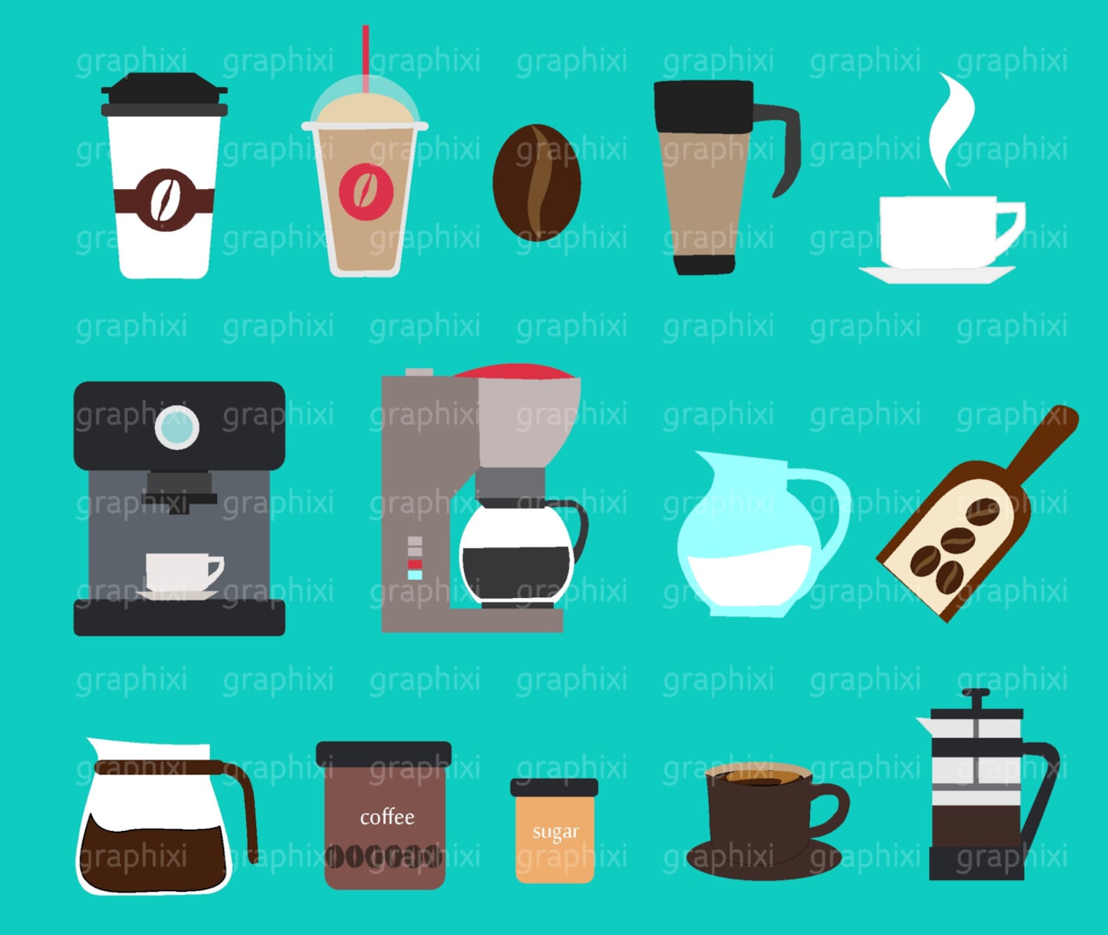Coffee Clipart, Coffee Vector, Coffee Digital Image, Commercial Use ...