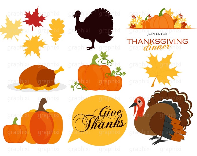 Thanksgiving Clipart Set With Natives and Pilgrims, Autumn Leaves ...
